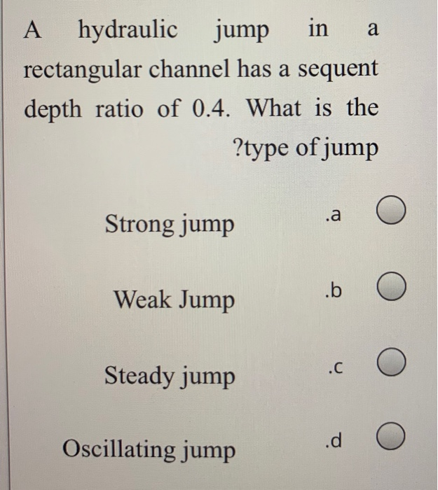 Solved A hydraulic jump in a rectangular channel has a | Chegg.com