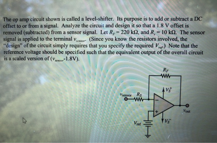Solved The op amp circuit shown is called a level-shifter. | Chegg.com