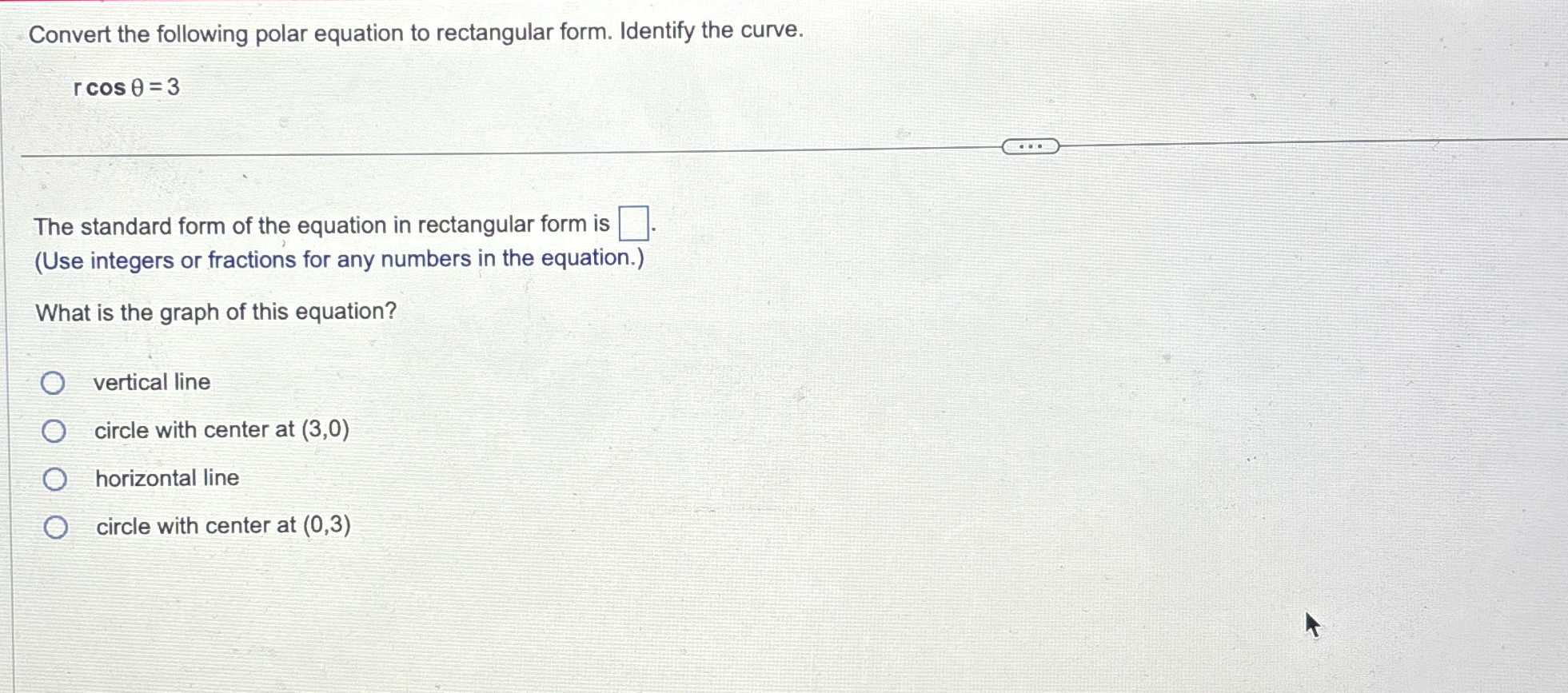 Solved Convert the following polar equation to rectangular | Chegg.com