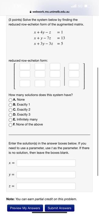 Solved EC webwork.me.unimelb.edu.au (3 points) Solve the | Chegg.com