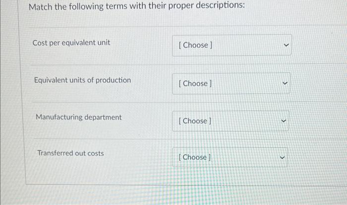 Match the following terms with their proper | Chegg.com