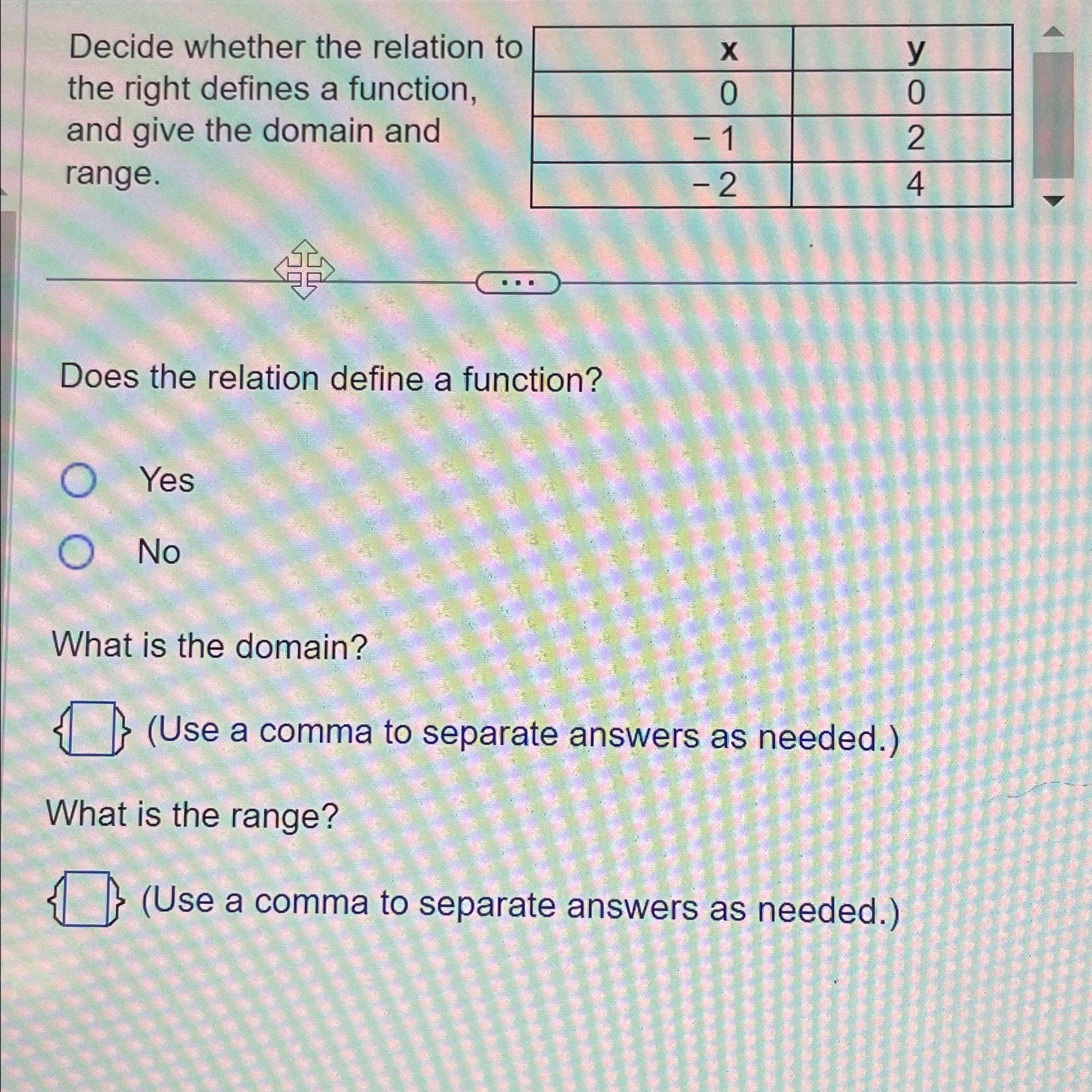 Solved Decide whether the relation to the right defines a | Chegg.com