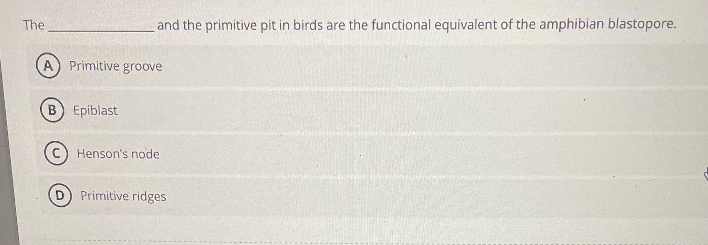 Solved The ﻿and the primitive pit in birds are the | Chegg.com