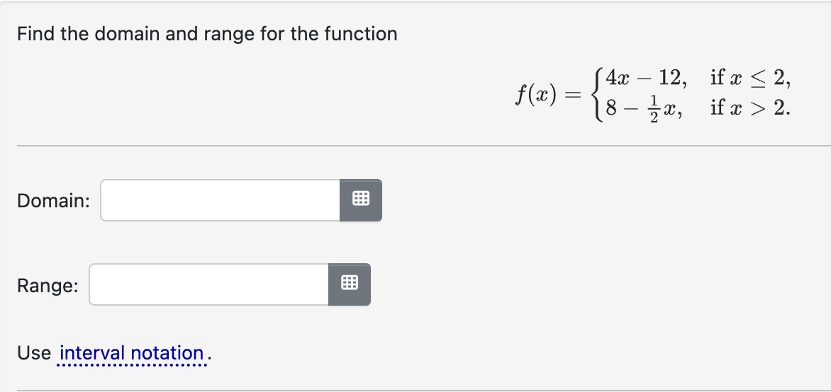 Solved Find the domain and range for the | Chegg.com