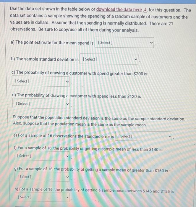 Solved Use the data set shown in the table below or download | Chegg.com