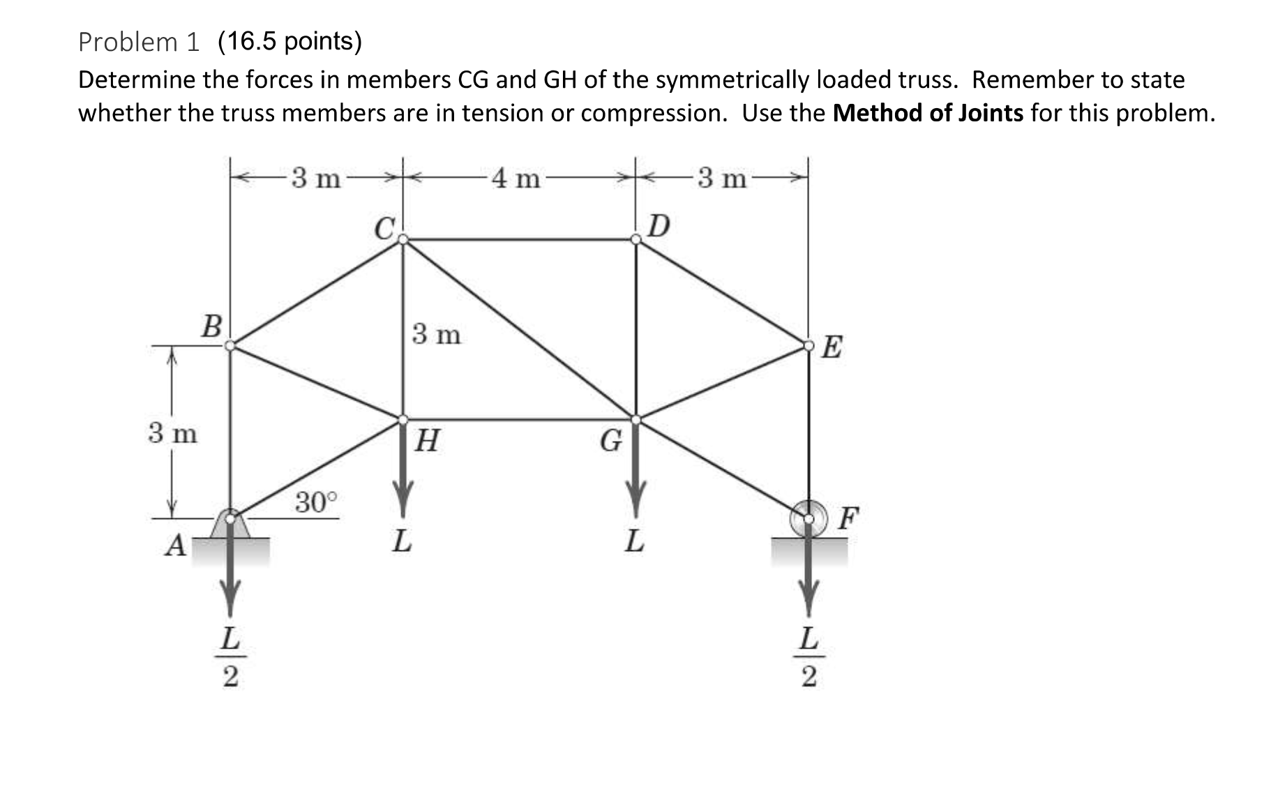 Problem 1 (16.5 ﻿points)Determine the forces in | Chegg.com