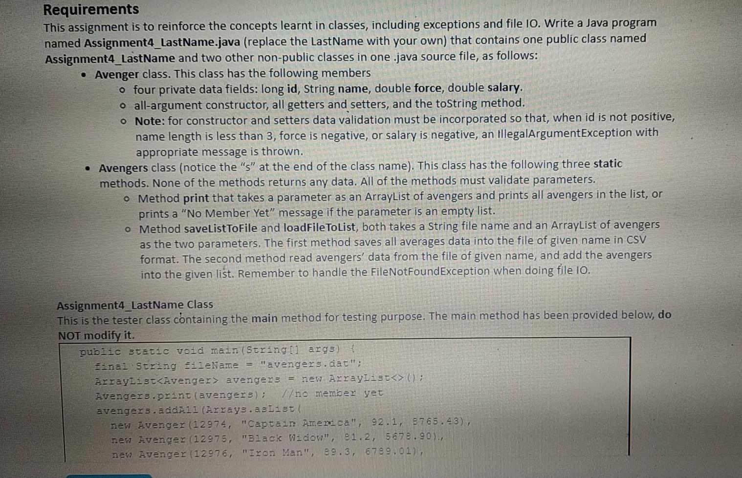 Requirements This assignment is to reinforce the | Chegg.com