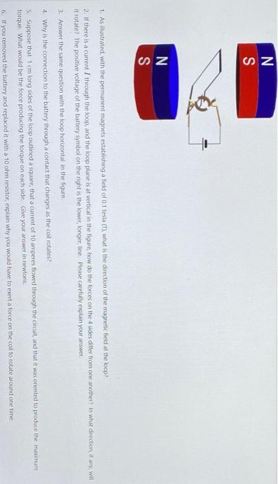 Solved N S N S 1. As illustrated with the permanent magnets | Chegg.com