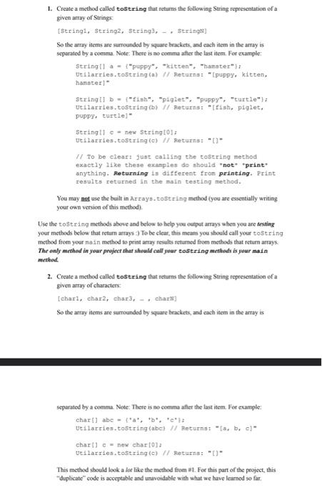 Solved 6. You may not use/call methods in the Arrays class. | Chegg.com