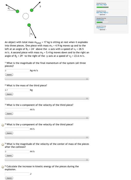 Solved Ball Wall Ball Hits Wall 2 An object with total mass | Chegg.com