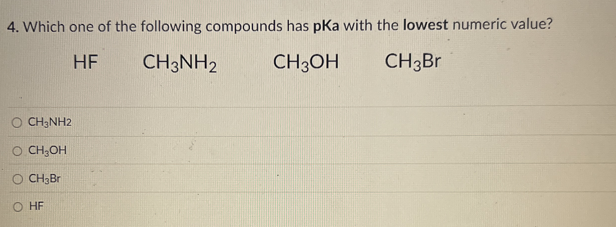 Solved Which one of the following compounds has pKa with the | Chegg.com