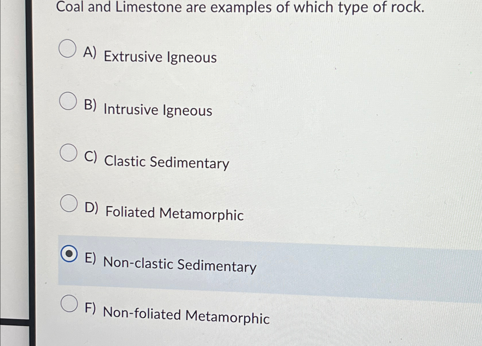 Solved Coal and Limestone are examples of which type of | Chegg.com