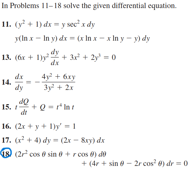 Solved In Problems 11-18 ﻿solve the given differential | Chegg.com