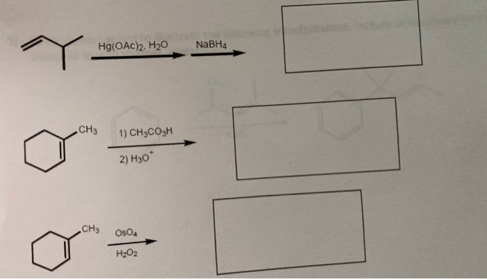 Solved Hg(OAC)2, H20 NaBH4 CH3 1) CH3CO3H 2) H30 „CH₃ OSOA | Chegg.com