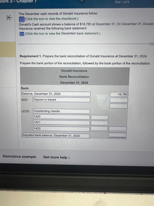 Data tableData tableThe December cash records of | Chegg.com