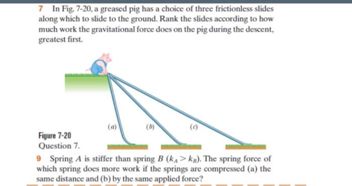 Solved 7 In Fig. 7-20, a greased pig has a choice of three | Chegg.com