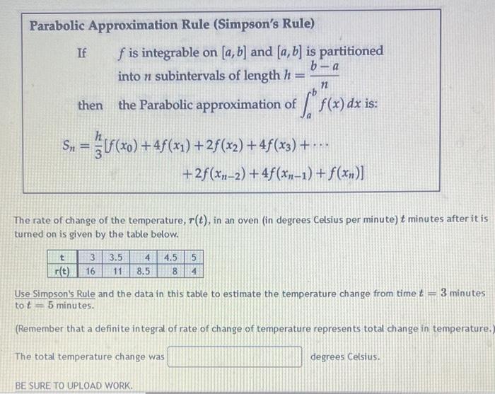 Solved Parabolic Approximation Rule (Simpson's Rule) If f is | Chegg.com