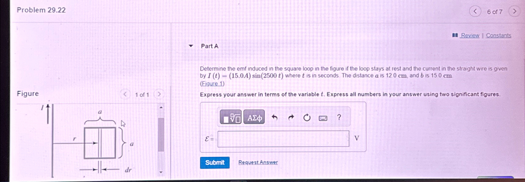 Solved Problem 29.226 ﻿of 7ReviewConstantsPart ADetermine | Chegg.com