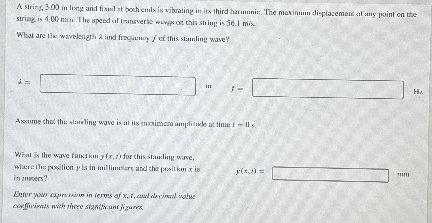 Solved A string 3.00m ﻿long and fixed at both ends is | Chegg.com
