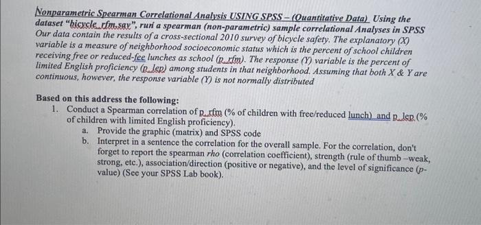 Nonparametric Spearman Correlational Analysis Using