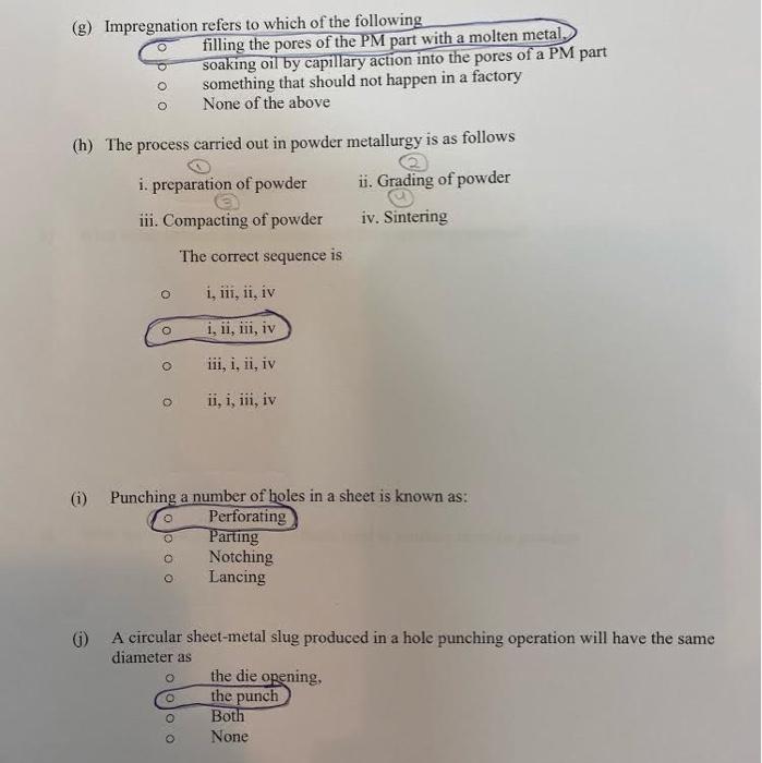 Solved manufacturing process what are the correct answers? I | Chegg.com