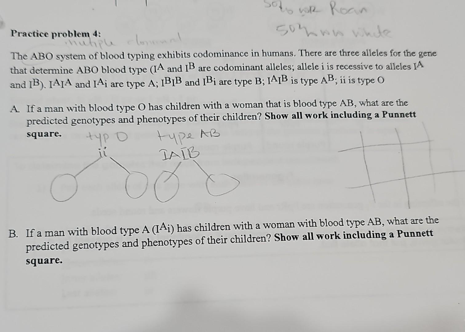 Solved Practice problem 4: The ABO system of blood typing | Chegg.com