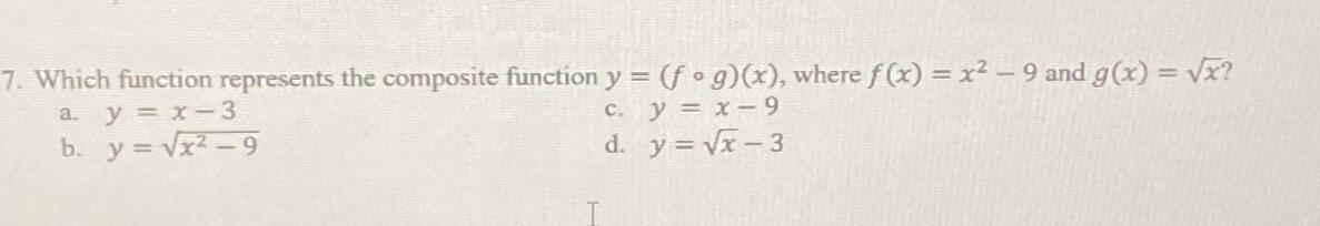 Solved Which function represents the composite function | Chegg.com