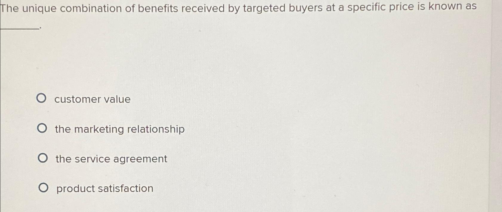 Solved The unique combination of benefits received by | Chegg.com