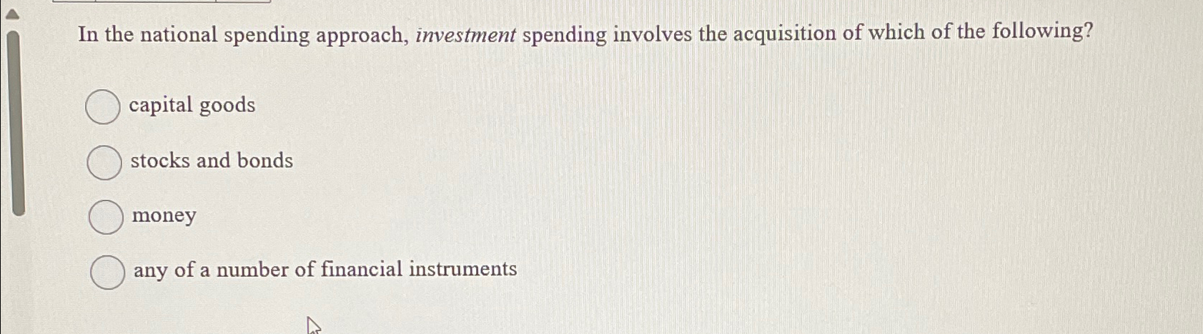 Solved In the national spending approach, investment | Chegg.com