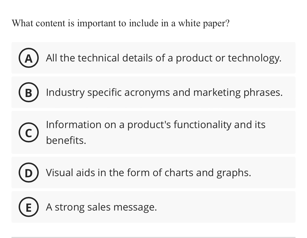 Solved What content is important to include in a white | Chegg.com