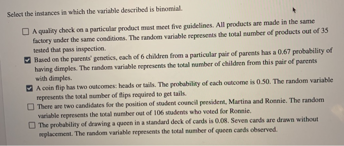 Solved Select the instances in which the variable described | Chegg.com