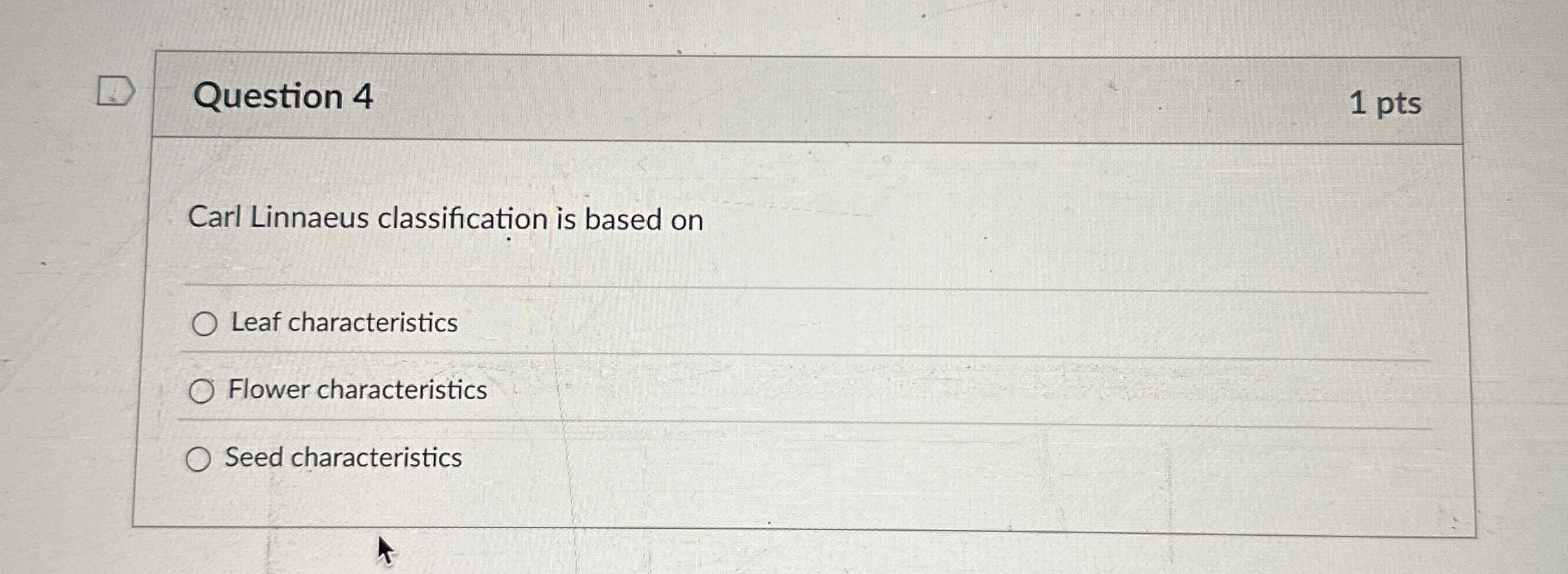 Solved Question 41 ﻿ptsCarl Linnaeus classification is based | Chegg.com