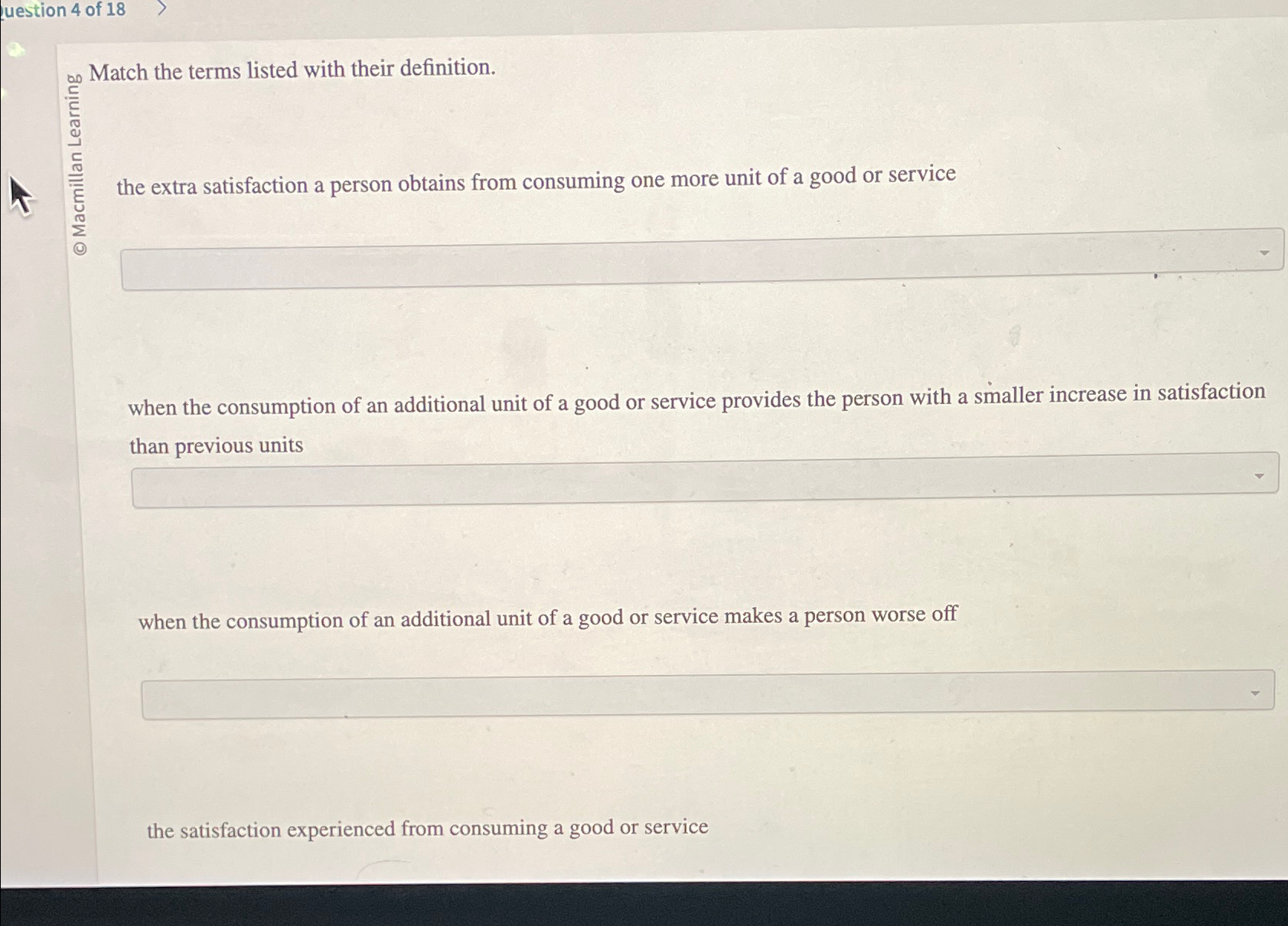 Solved uestion 4 ﻿of 18@o Match the terms listed with their | Chegg.com