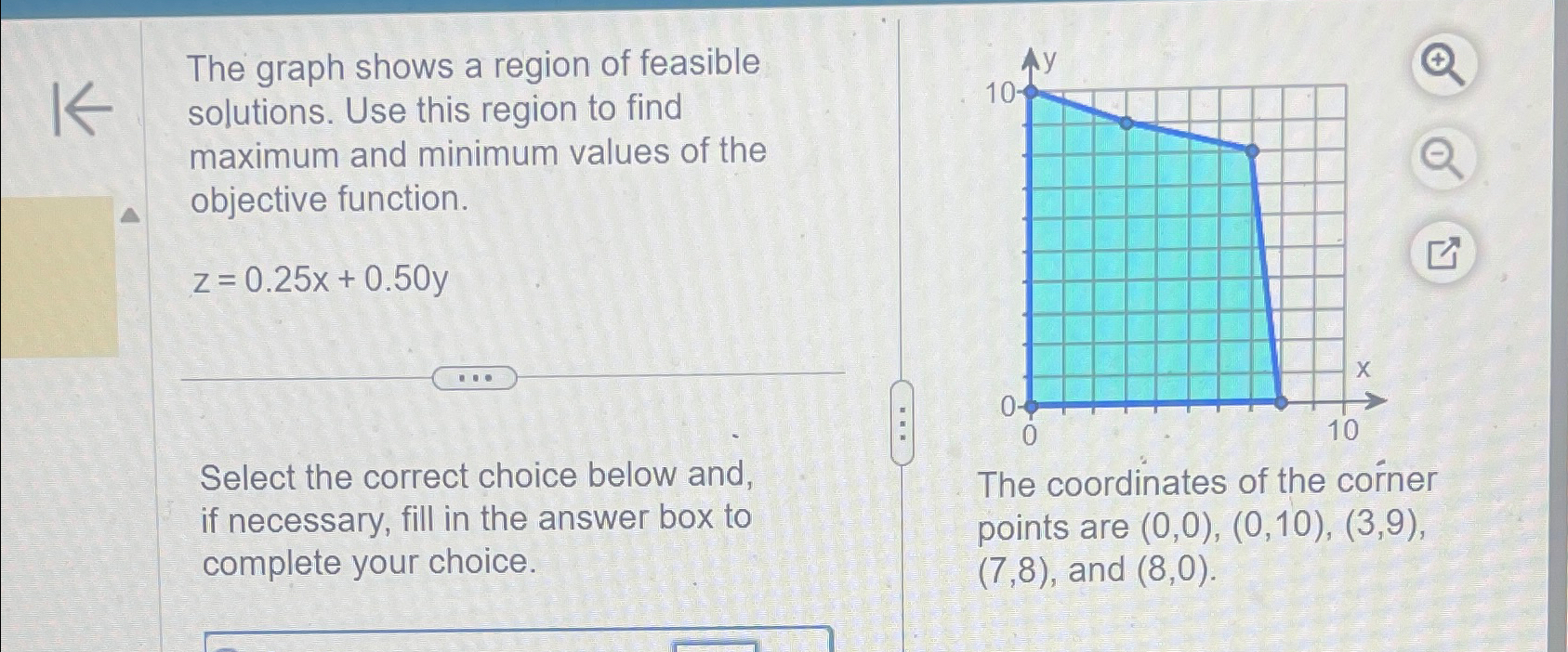 Solved The graph shows a region of feasible solutions. Use | Chegg.com