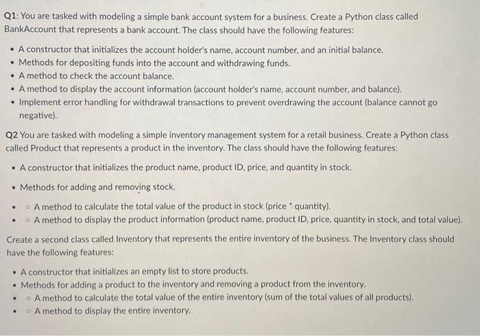 Solved Q1: You are tasked with modeling a simple bank | Chegg.com