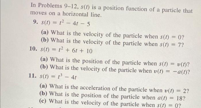 Solved In Problems 9−12,s(t) is a position function of a | Chegg.com