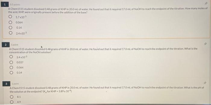 Solved 1 los points A Chem 1515 student dissolved 45 grams | Chegg.com