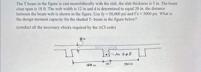 Solved The T beam in the figure is cast monolithically with | Chegg.com