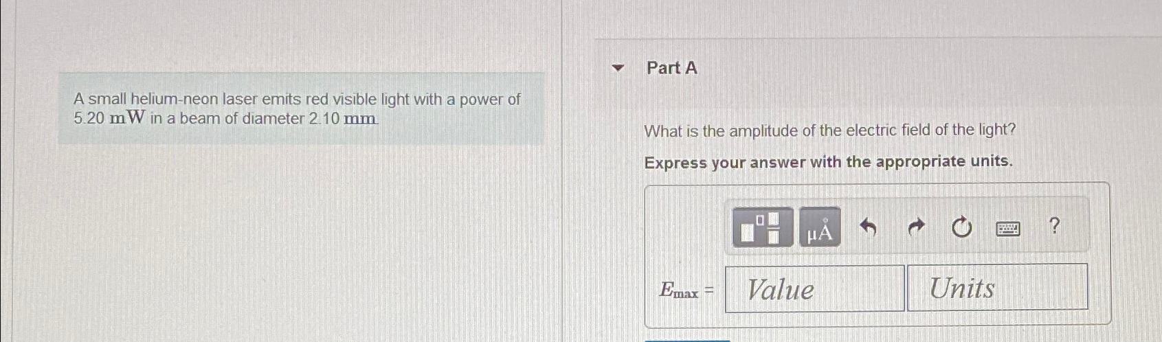 Solved A small helium-neon laser emits red visible light | Chegg.com