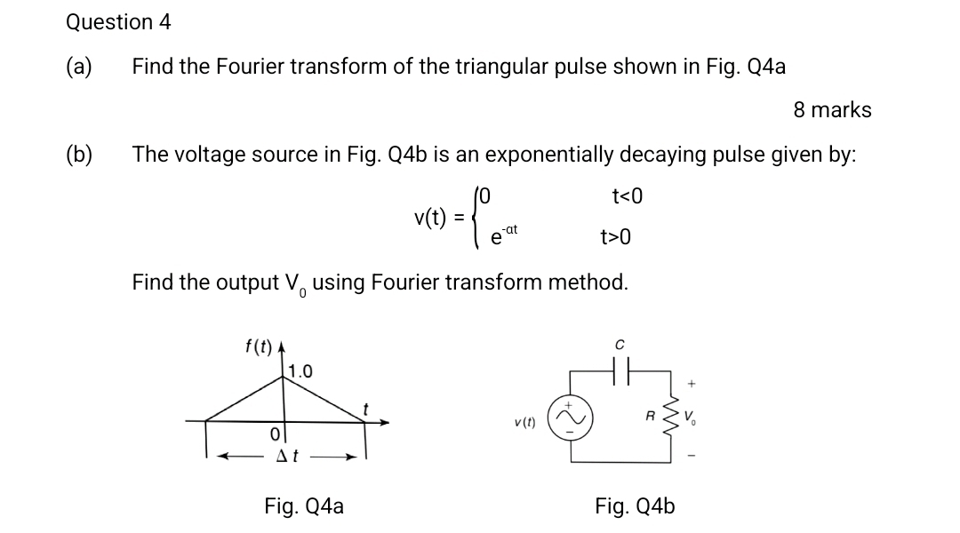 Solved Question 4(a) ﻿Find the Fourier transform of the | Chegg.com