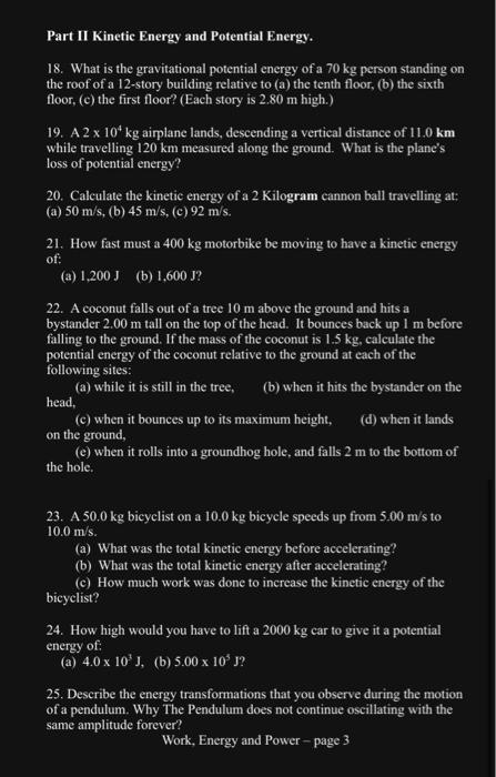 Solved Part I Work and Power 1. Calculate the work done by a | Chegg.com