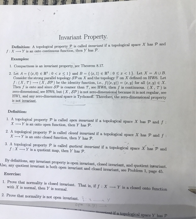 Solved Invariant Property Definition: A topological property | Chegg.com