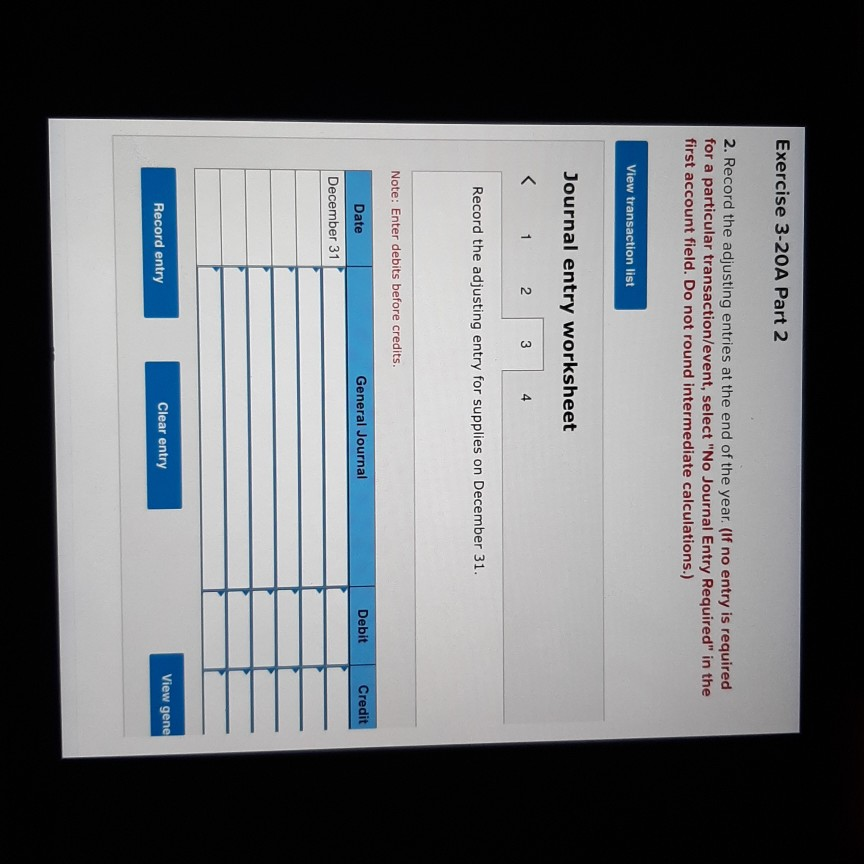 Solved Required information Exercise 3-20A Record | Chegg.com