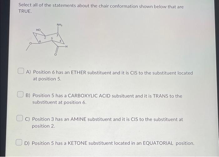 Solved Select all of the statements about the chair | Chegg.com