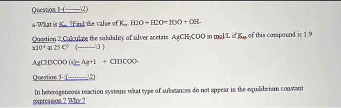 Solved Question 1------- 2) a-What is K2Find the value of | Chegg.com