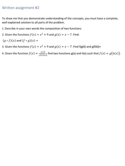 Solved Written assignment \#2 To show me that you | Chegg.com