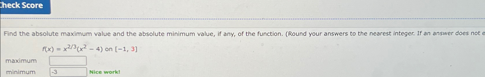 Solved Heck Scorefind The Absolute Maximum Value And The