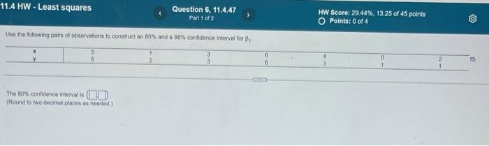 Solved Use the following pairs of observations to construct | Chegg.com