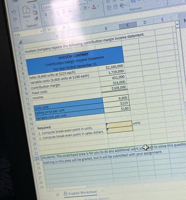 Solved 16 17 Required: 18. 1. compute breakeven point in | Chegg.com