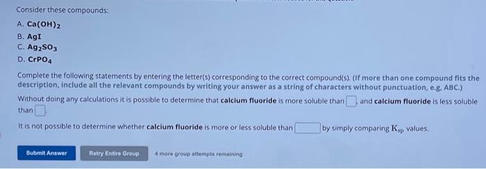 Solved Consider these compounds: A. Ca3(PO4)2 B. Ag2SO3 C. | Chegg.com